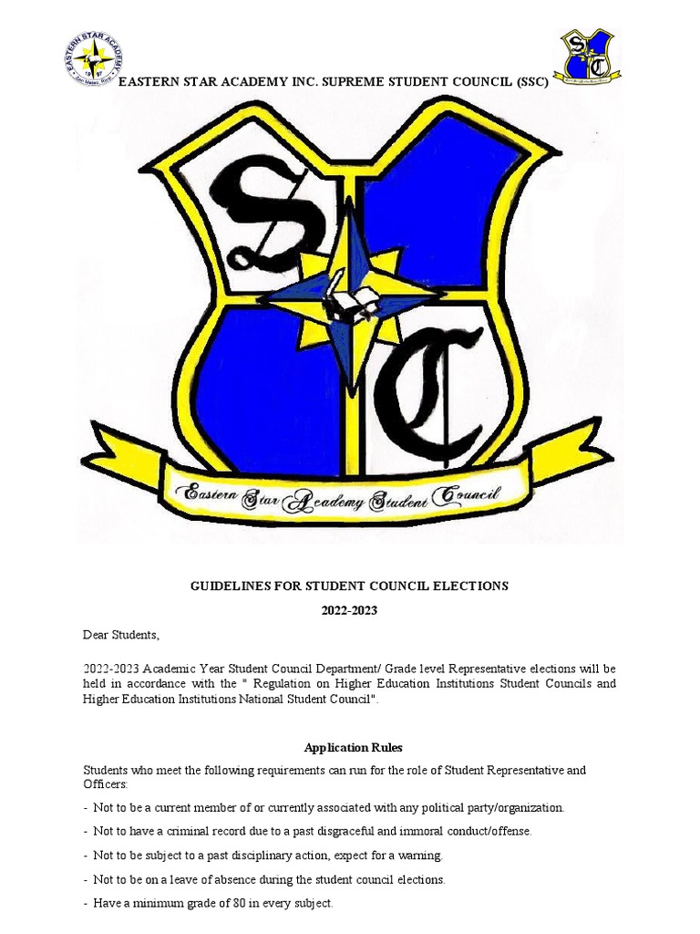 Guidelines For Student Council Elections 1 | PDF | Voting | Electronic ...