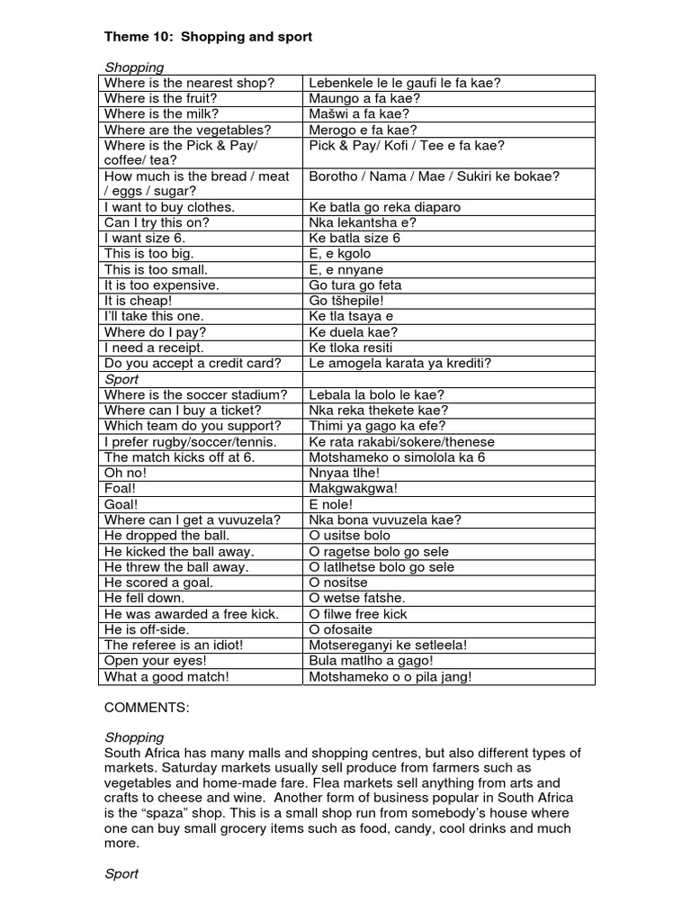 Microsoft Word - Learn Online Setswana Final | PDF | Sports ...