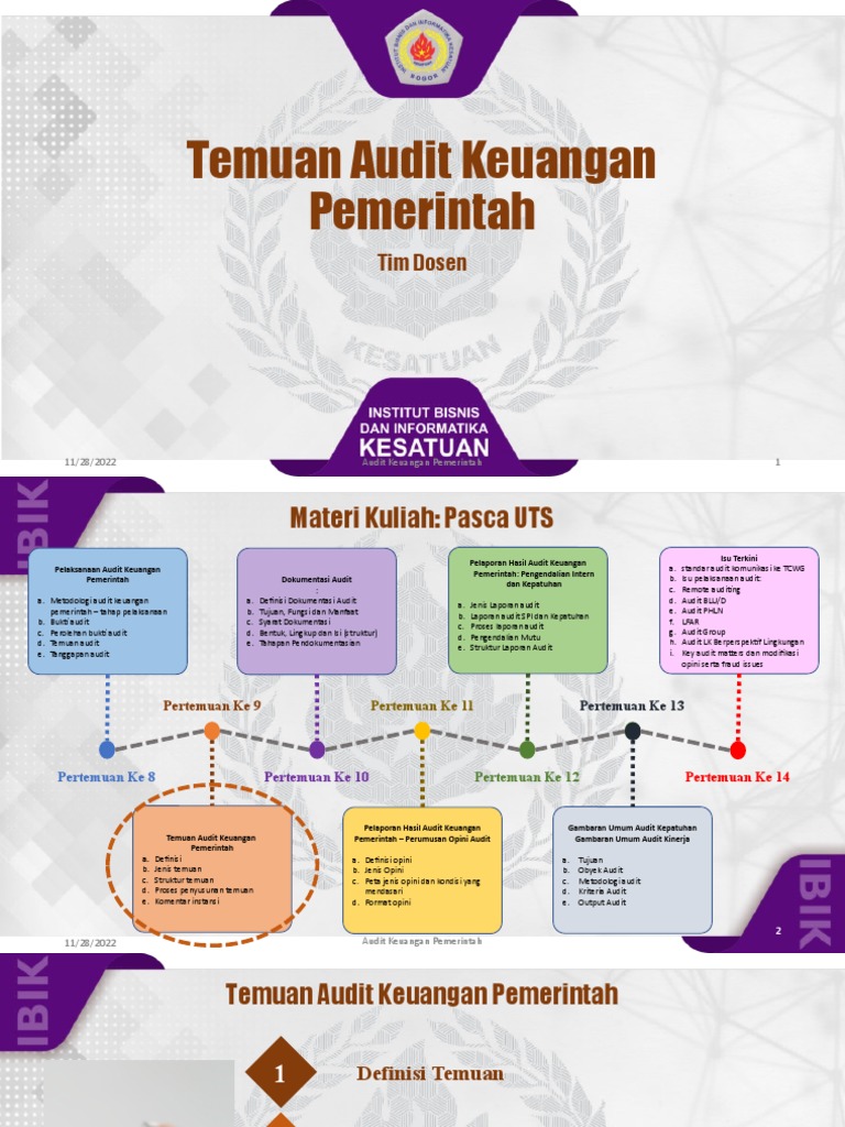 Pertemuan 9 Temuan Audit Keuangan Pemerintah Prepared by HS | PDF