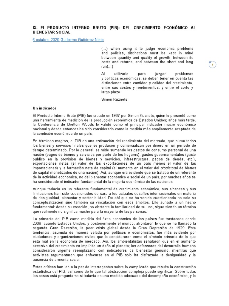 Crecimiento Económico | PDF | Producto Interno Bruto | Bienestar