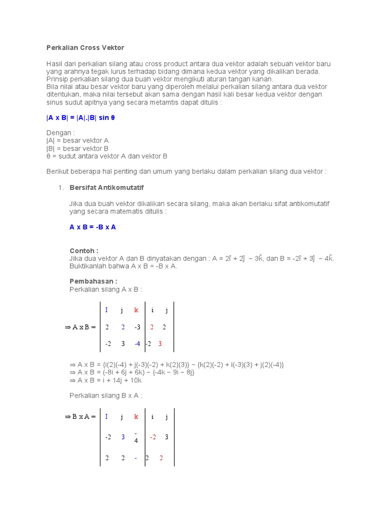 Perkalian Cross Vektor 10 | PDF