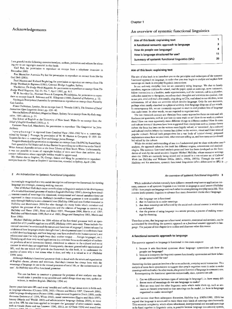 Eggins Introduction To Systemic Function Linguistics Chapter 1 | PDF | Linguistics | Cognition