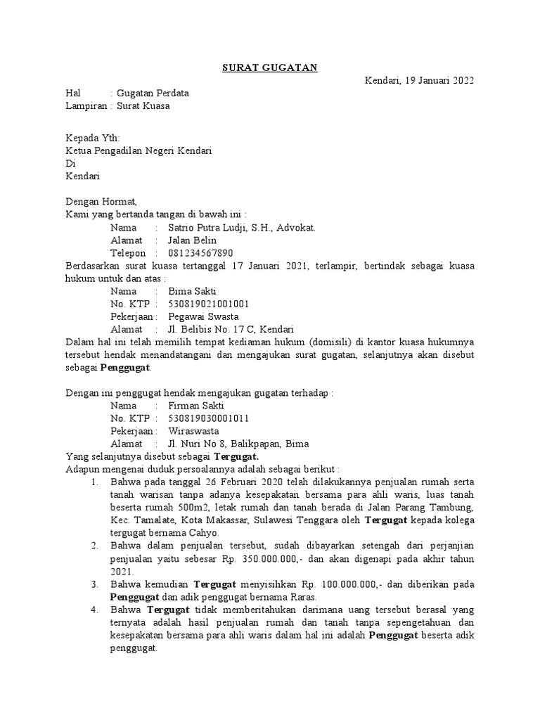 Surat Gugatan | PDF