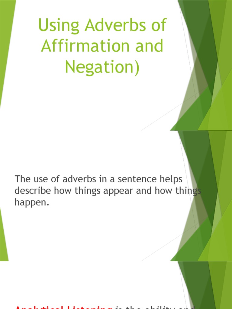 Adverbs of Affirmation and Negation | PDF