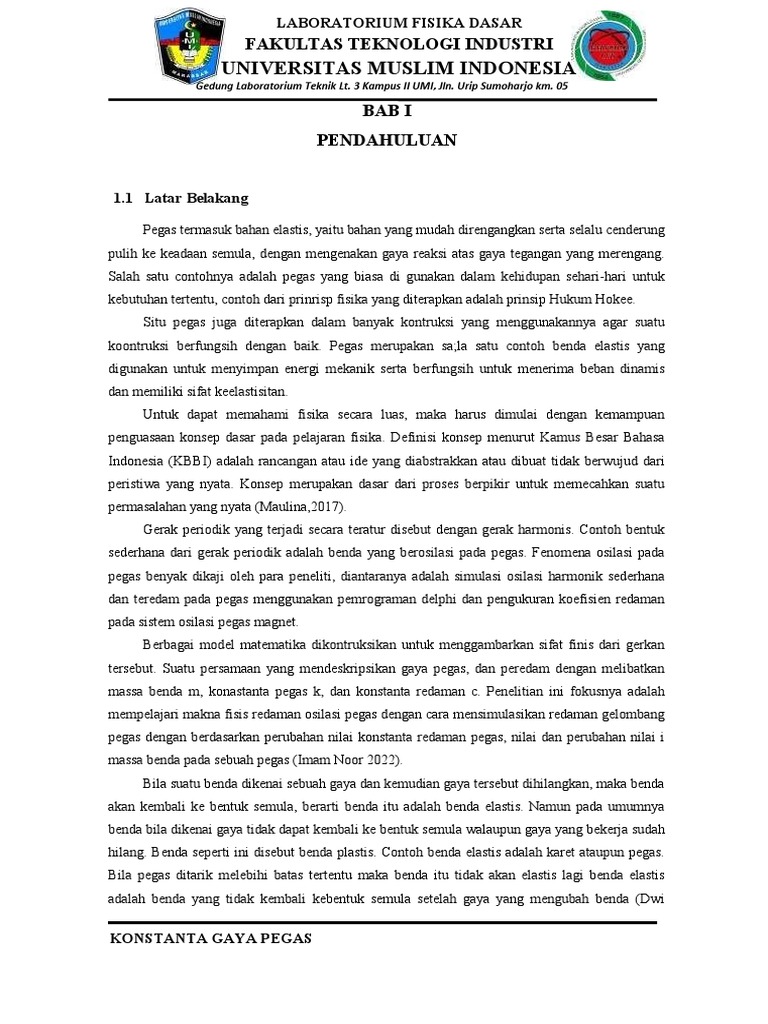 Konstanta Gaya Pegas dalam Fisika Dasar | PDF