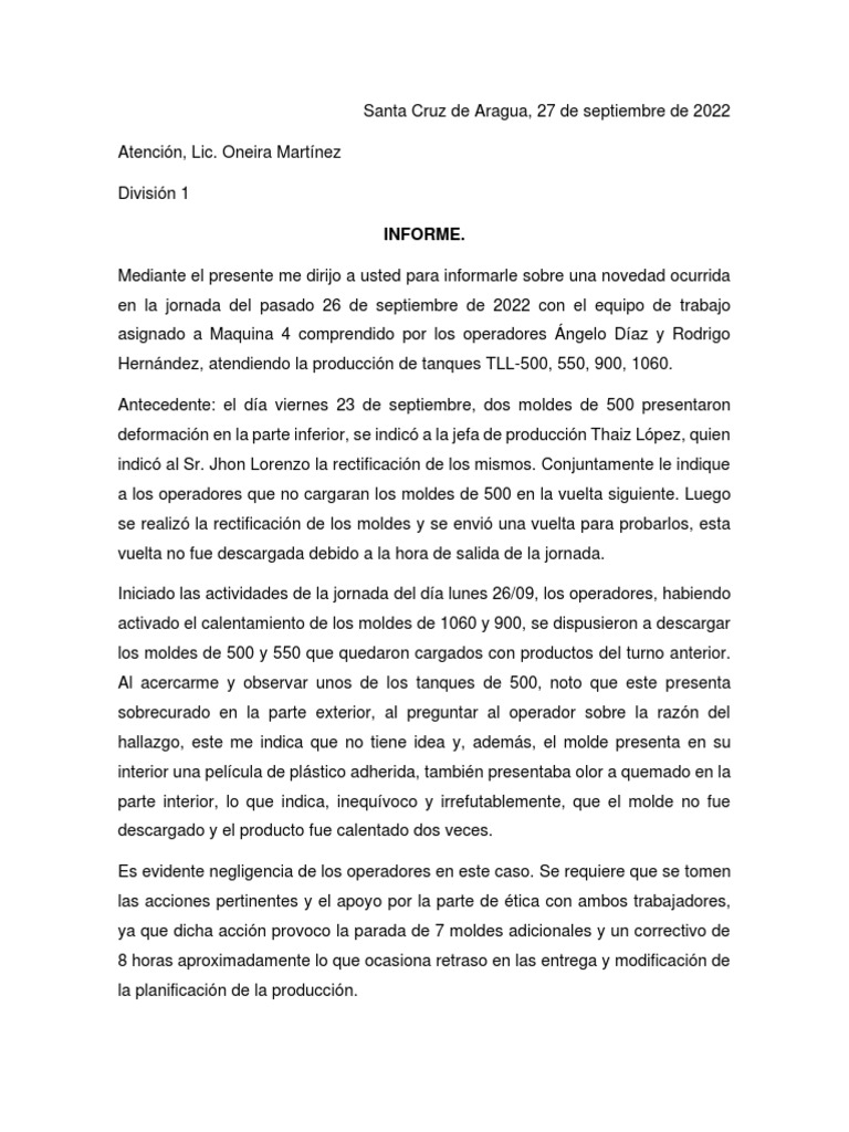 Informe Disciplinario | PDF