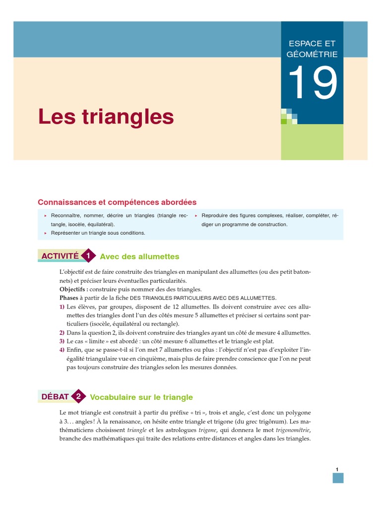 Découverte des Triangles en 6e | PDF | Triangle | Formes géométriques