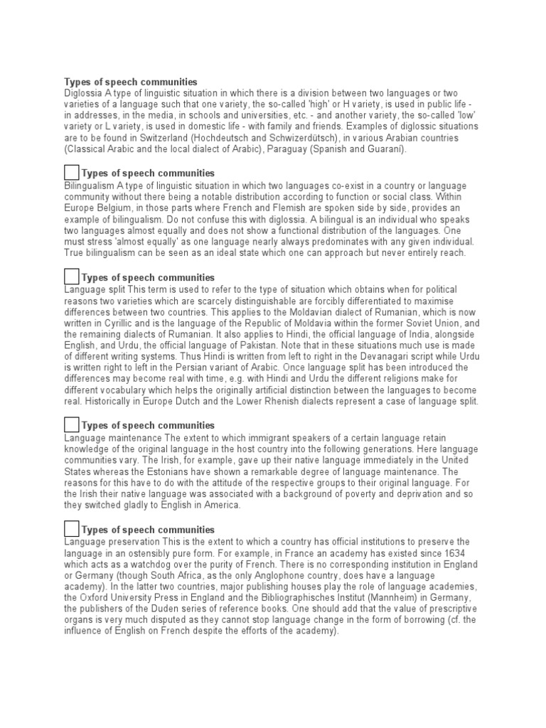 Understanding Different Types of Speech Communities Through Diglossia ...