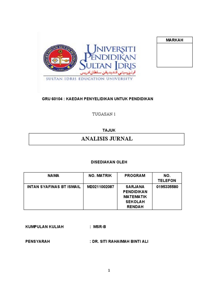 Tugasan 1 (Analisis 3 Jurnal) | PDF