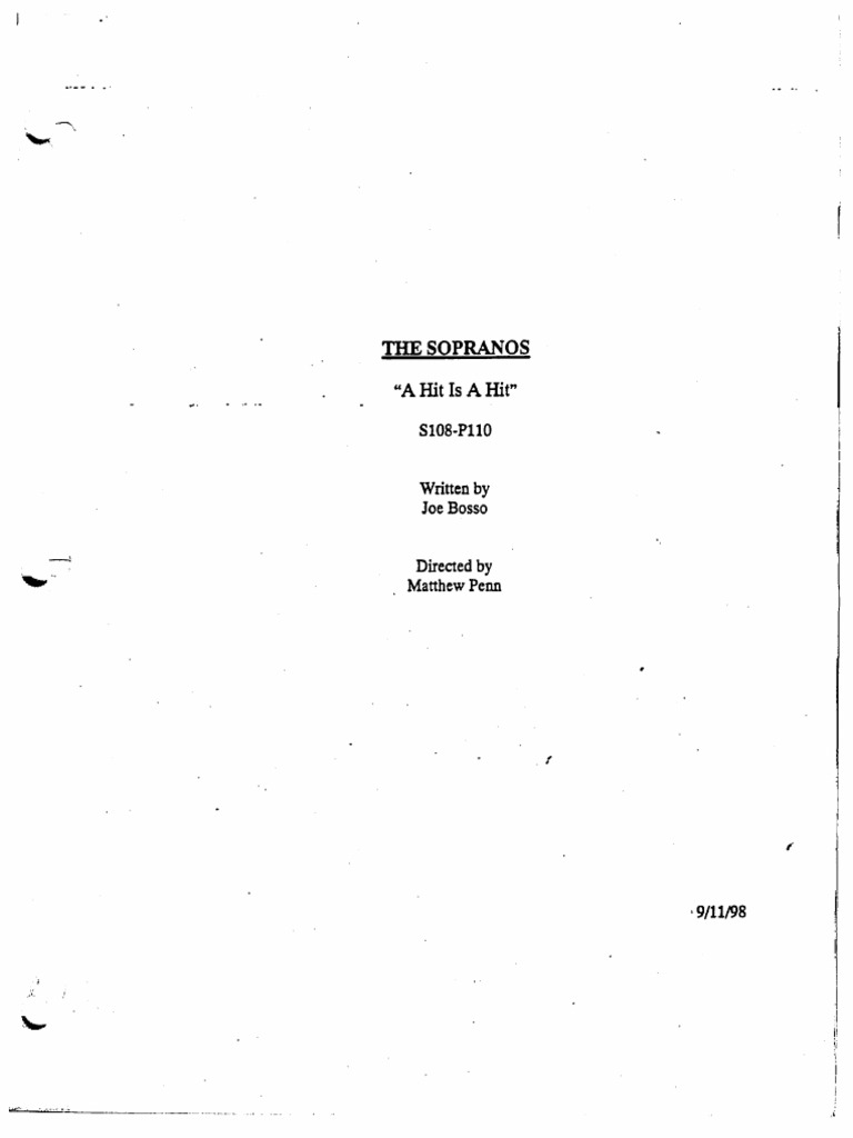 The Sopranos 110 A Hit Is A Hit 1999 | PDF