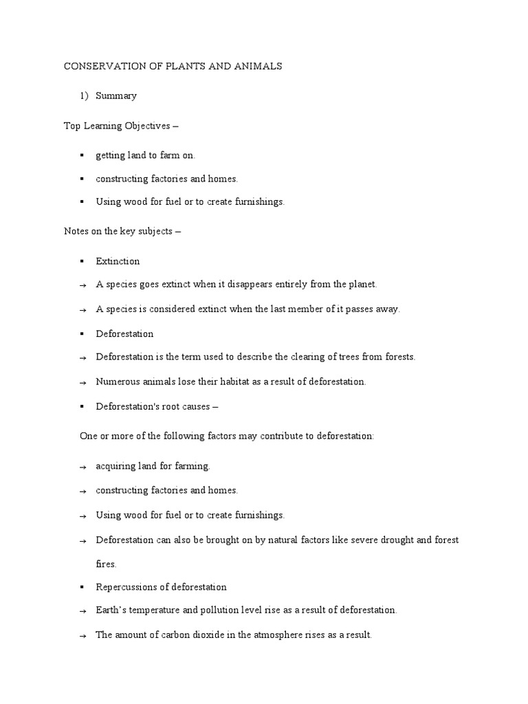 Exploring Key Concepts Related to the Conservation of Plants, Animals ...