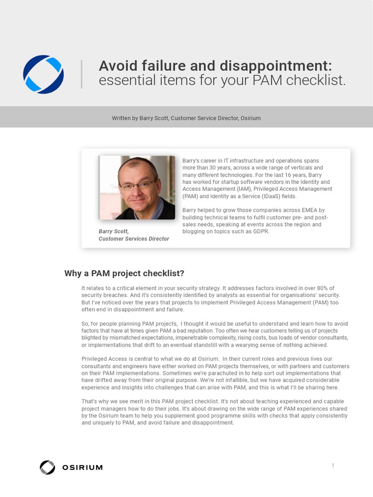 5f1ee6586fc9a7b0f8fcb218 Osirium Pam Checklist | PDF