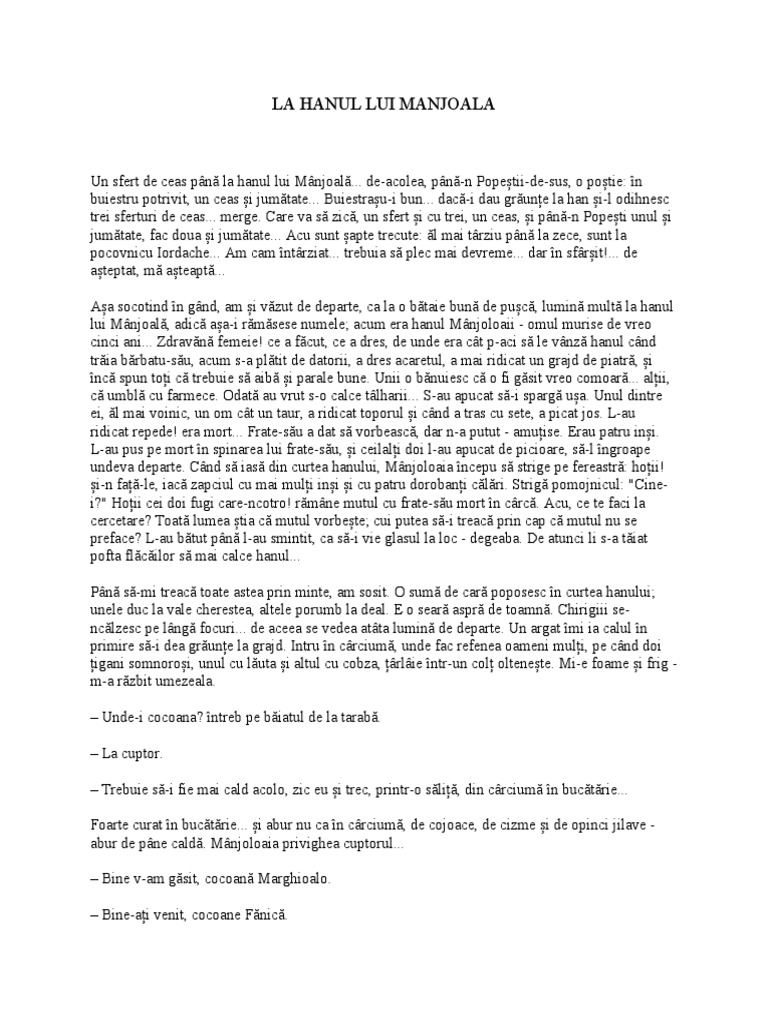 La Hanul Lui Manjoala | PDF