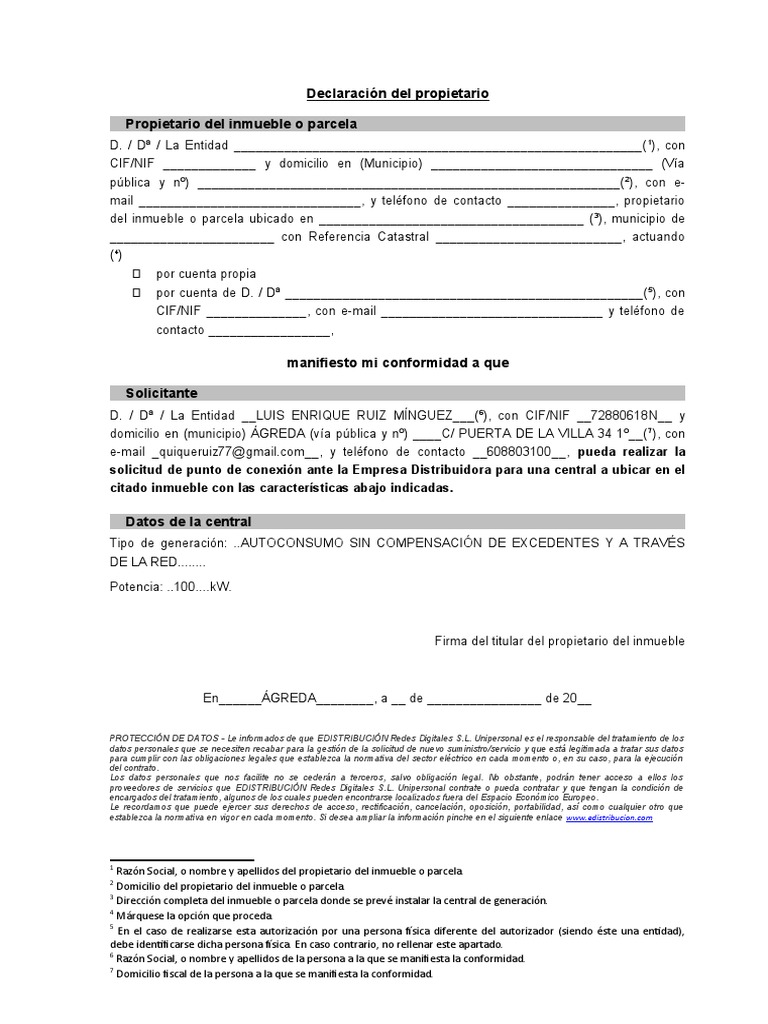 Modelo Declaracion Propietario | PDF