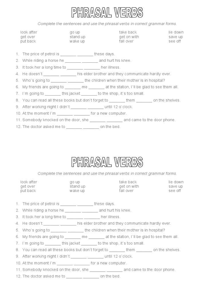 Phrasal Verbs TBL Task Based Learning Activities - 146224 | PDF