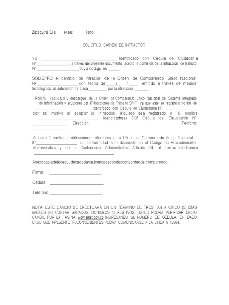 Formato Cambio de Infractor | PDF | Ciencias sociales