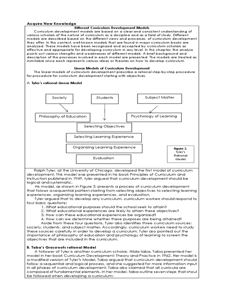 Different Curriculum Development Models | PDF