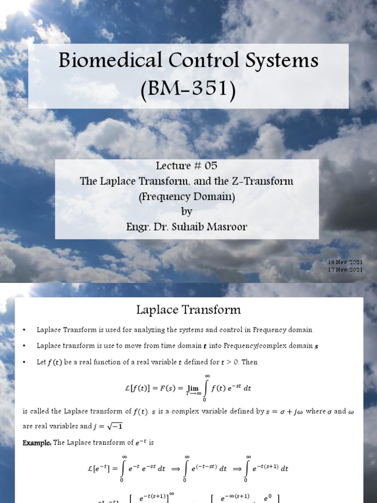 Lecture # 05 The Laplace Transform, and The Z-Transform | PDF | Laplace ... Lecture # 05 The Laplace Transform, and The Z-Transform | PDF | Laplace ...