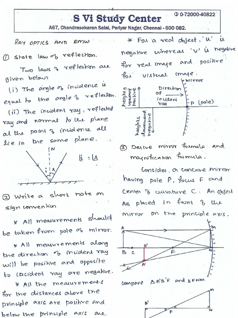 Ray Optics Derivations | PDF