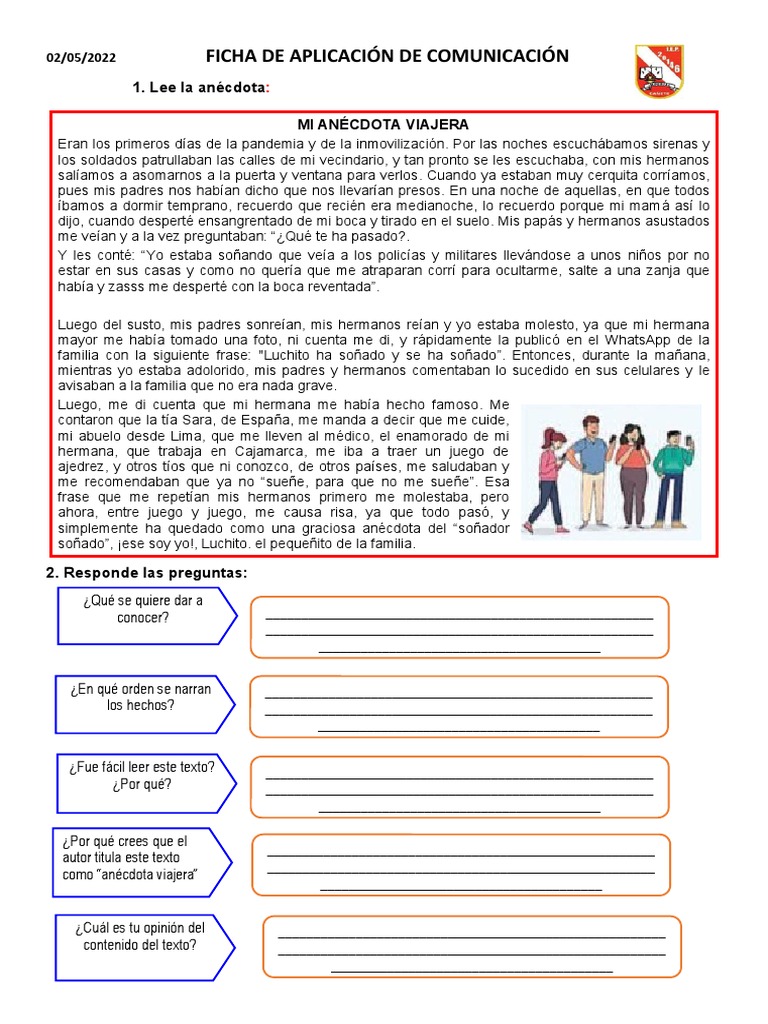 10-05-2022 Ficha de Com. Anegdota | PDF