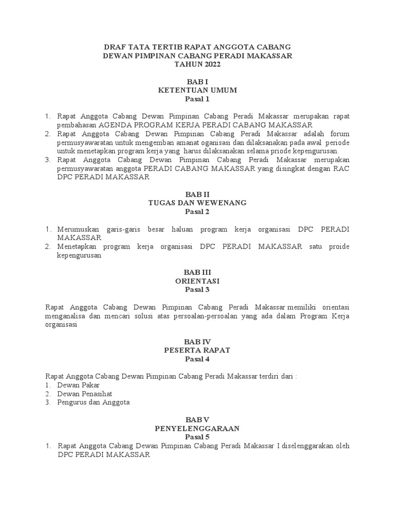 Tatib Rapat Cabang Anggota | PDF