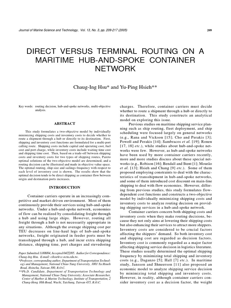 Direct Versus Terminal Routing On A | PDF | Port | Transport Direct Versus Terminal Routing On A | PDF | Port | Transport