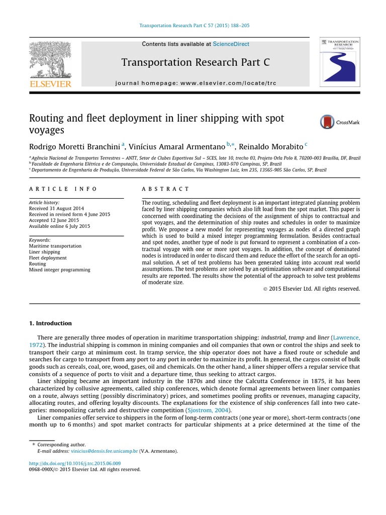 Routing and Fleet Deployment in Liner Shipping With Spotvoyages | PDF ...