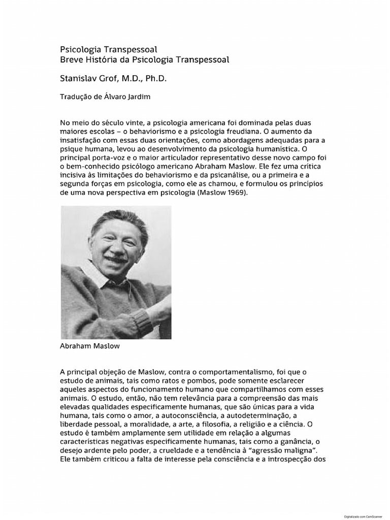 Breve História Da Psicologia Transpessoal Groff | PDF