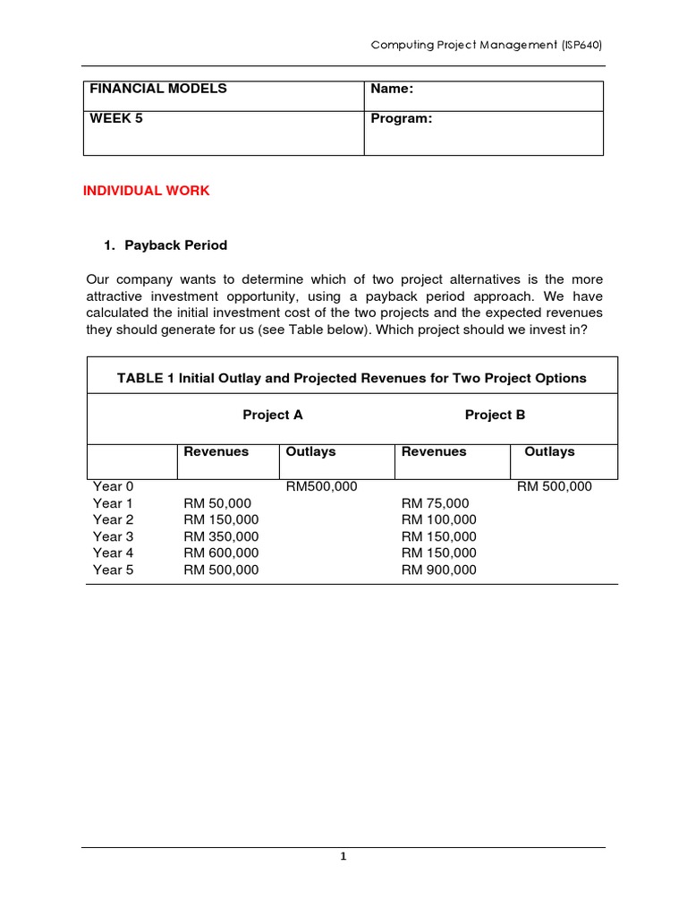 Exercise Financial Model Individual | PDF | Net Present Value ...