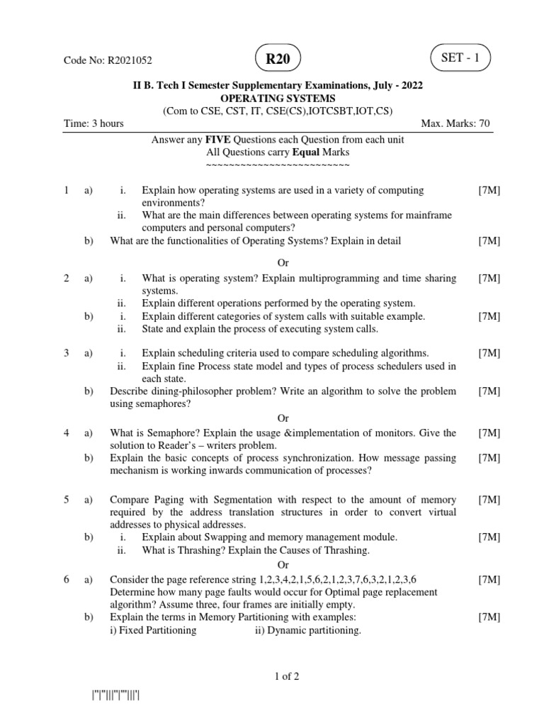 Operating Systems July 2022 | PDF