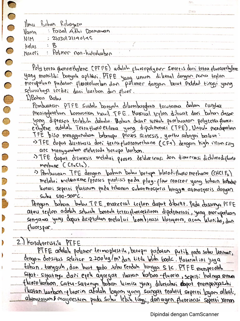Tugas Non-Hydrocarbon Polymer - Faisal Adhi Darmawan - 21030121140145 | PDF