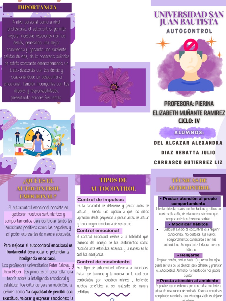Autocontrol - Tríptico | PDF | Las emociones | Inteligencia emocional