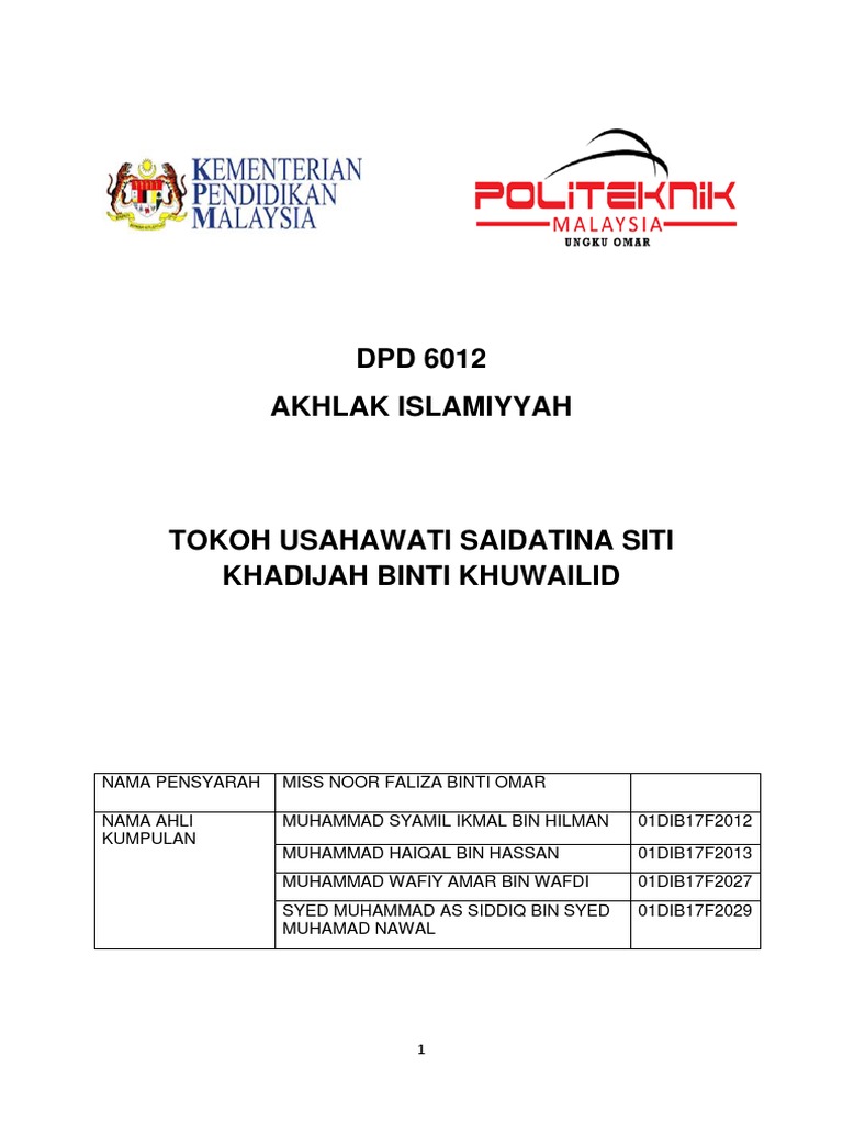 Saidatina Siti Khadijah Binti Khuwailid | PDF Saidatina Siti Khadijah Binti Khuwailid | PDF
