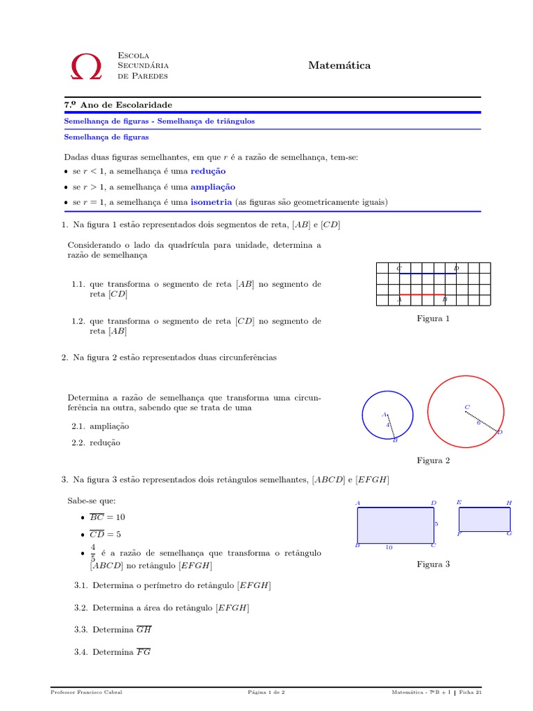 1 - Ficha 21 | PDF | Triângulo | Geometria Elementar