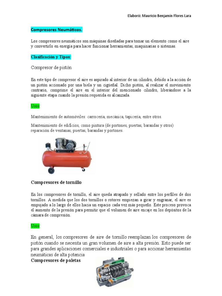 Tipos de Compresores Neumáticos | PDF