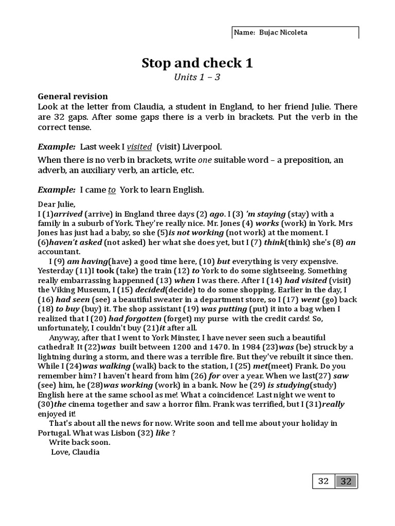 Stop and Check 1 NB | PDF