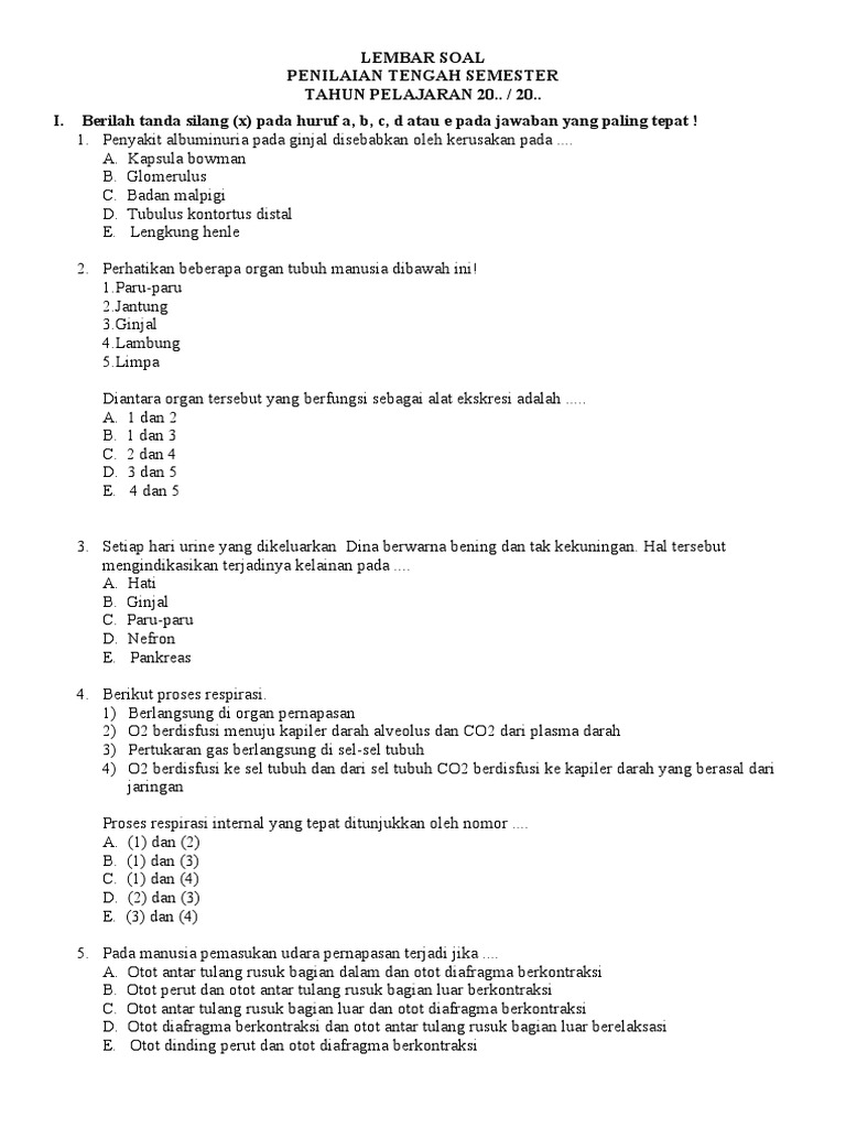 Soal PTS 2 Biologi Kelas Xi K13 | PDF