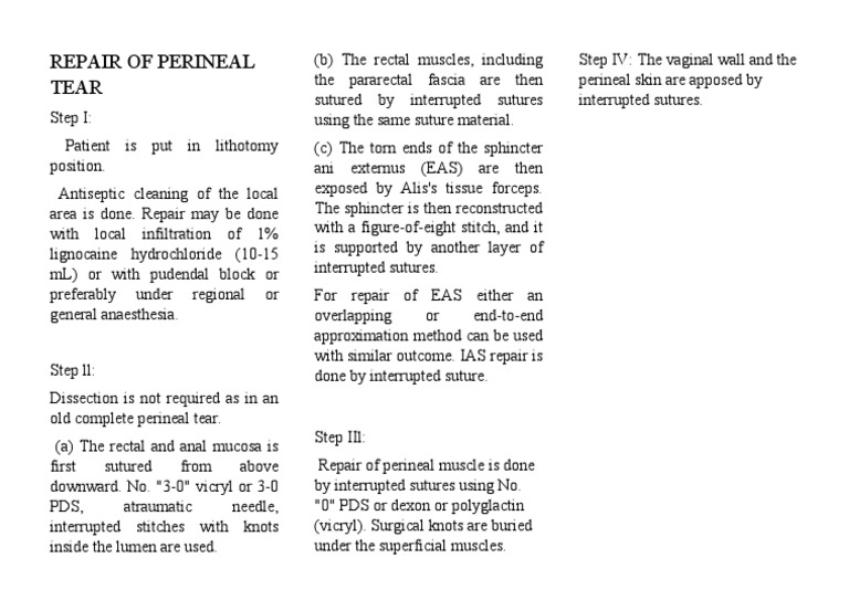 Repair of Perineal Tear | PDF