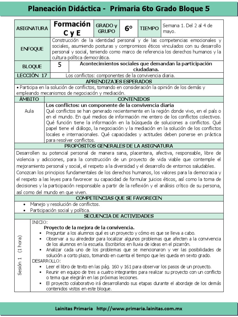 Plan 6to Grado - Bloque 5 Fomación C y E (2016-2017) | PDF | Democracia | Ideologías políticas