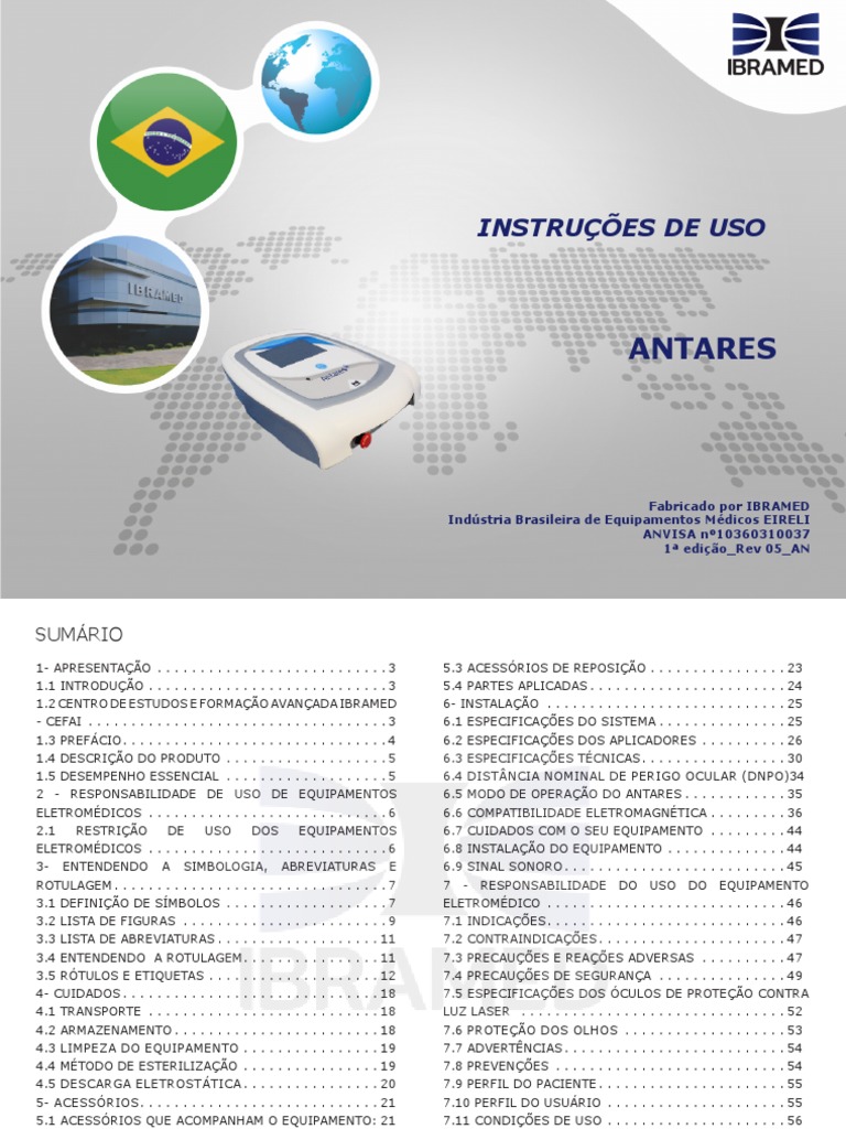 Instruções de Uso do Antares Ibramed | PDF | Laser | Eletricidade
