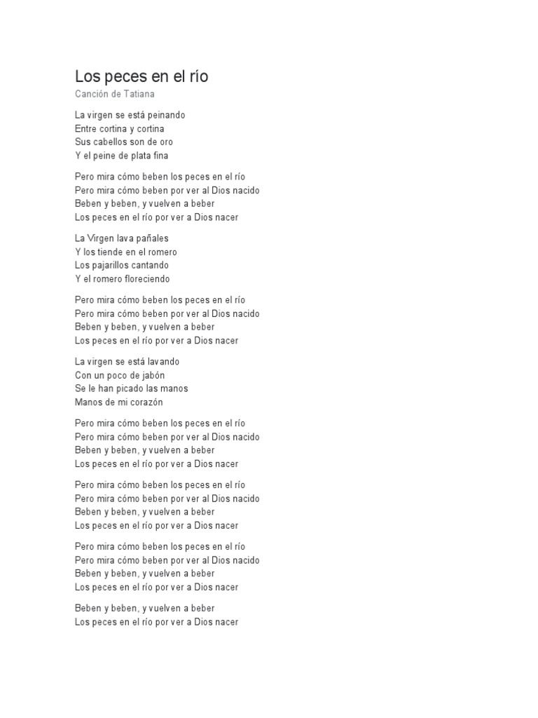 Letras de "Los peces en el río" | PDF | Cocina, comidas y vino