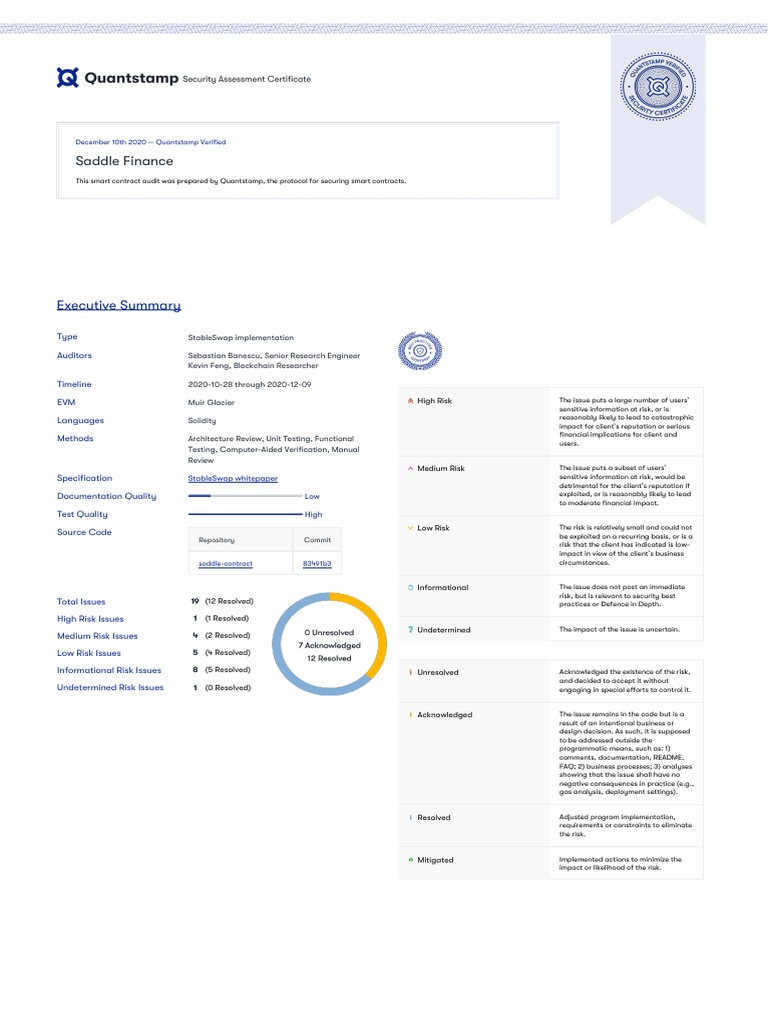 Quantstamp Security Audit Report of Saddle Finance StableSwap ...
