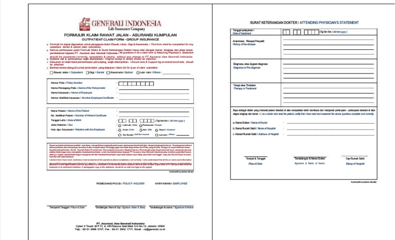 PDF Form Rawat Jalan - Generali | PDF