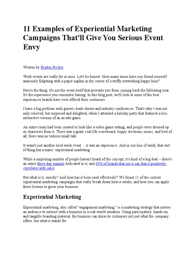11 Inspiring Experiential Marketing Campaigns | PDF