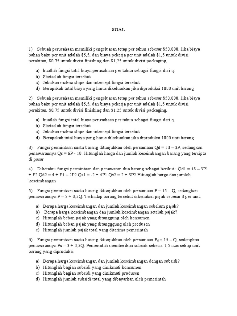 SOAL Matematika Ekonomi Bisnis | PDF