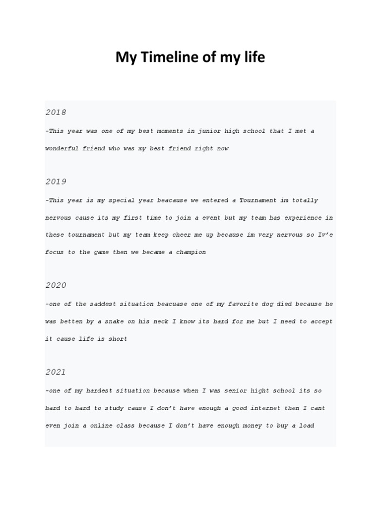 My Timeline of My Life | PDF | Social Science | Lifestyle
