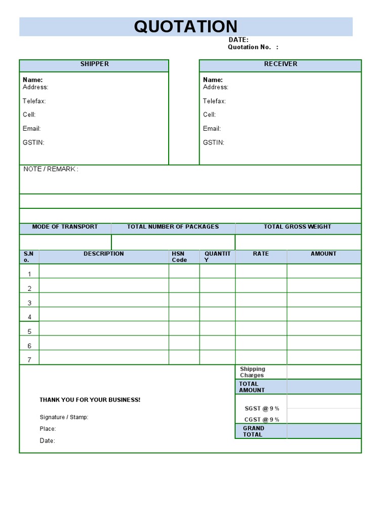 Shipping Quotation Template | PDF