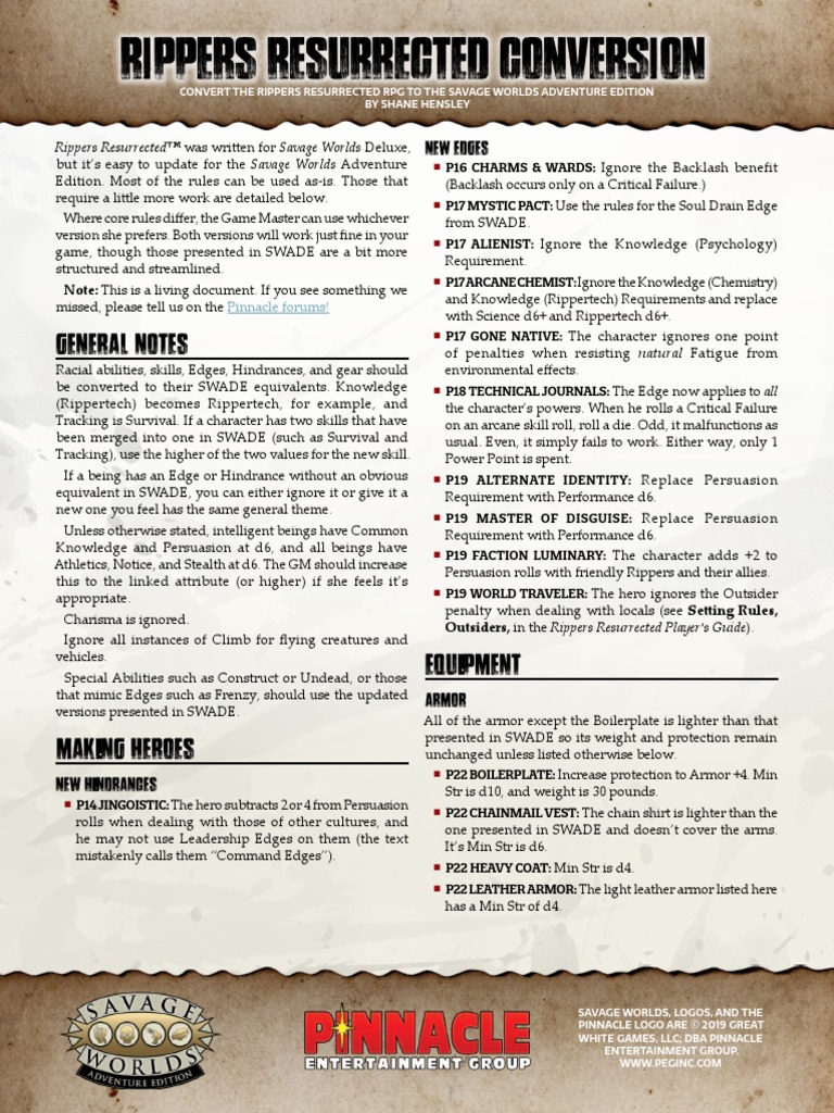Rippers SWADE Conversion | PDF