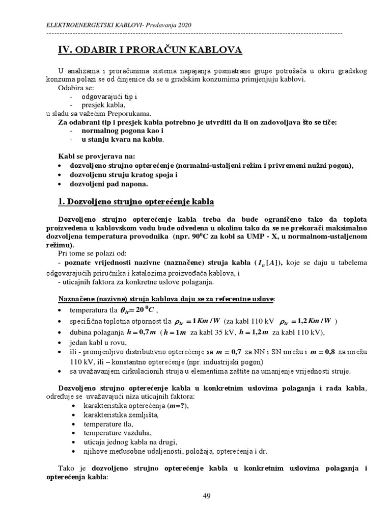 Proracun Kablova | PDF