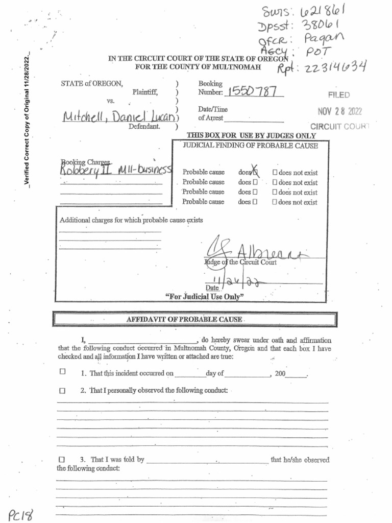 Probable Cause Document Attempted Bar Robbery | PDF